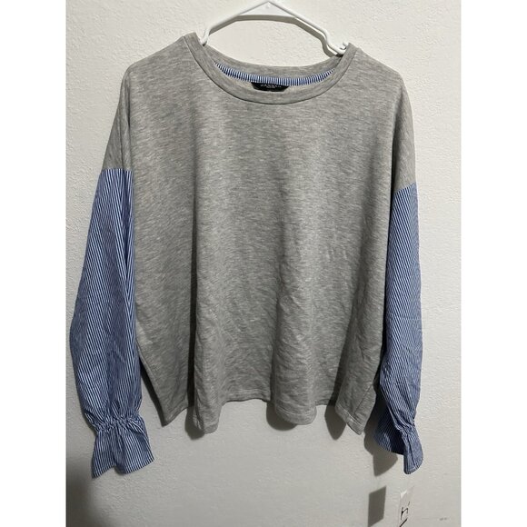 Hannah | Sweaters | Hannah Plus Size Light Heather Gray Blue Striped ...